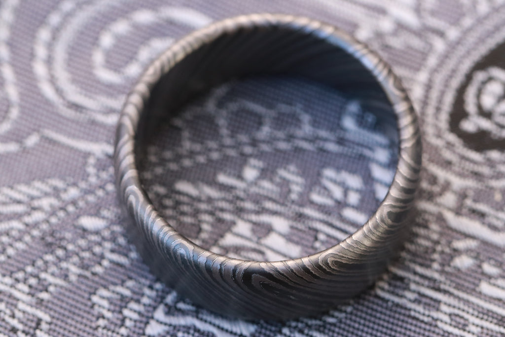 niobium damascus zirconium zrti ring 6-8mm wide zirconium/black flat m ...