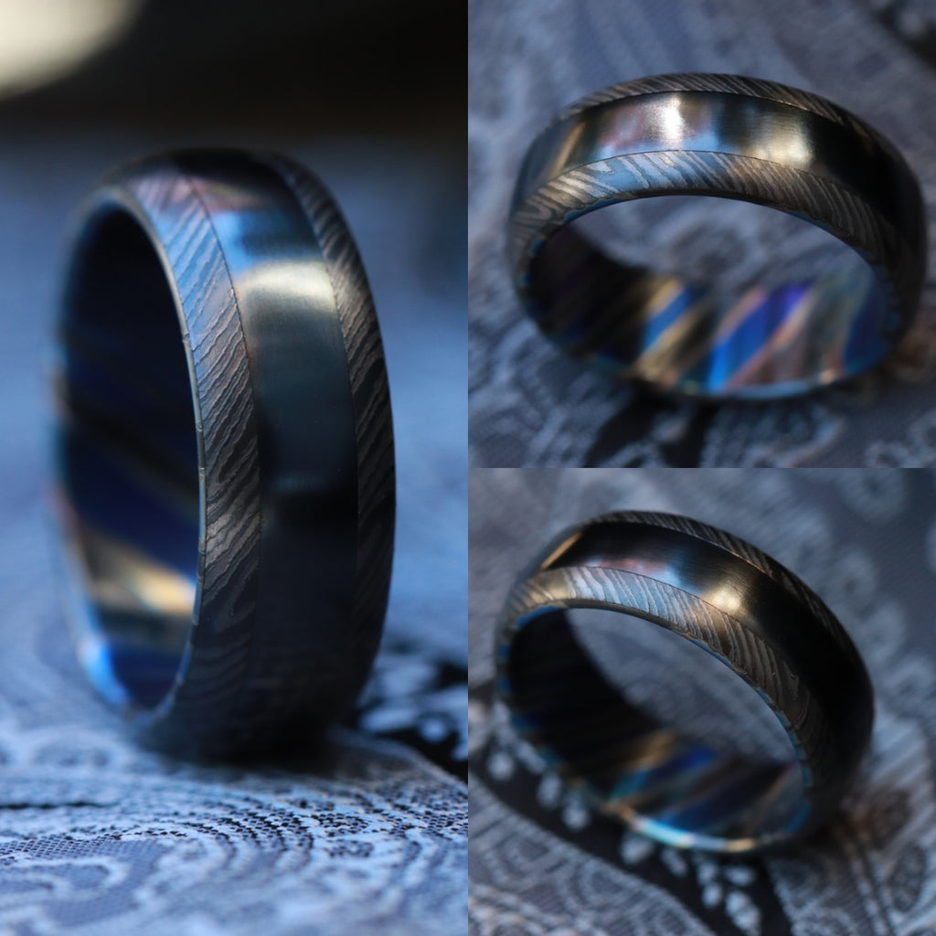 Black titanium and zirconium niobium damscus domed – JBlunt Designs, Inc.
