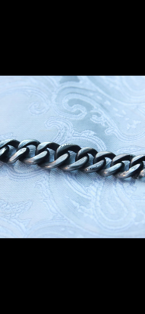 8mm stainless damascus curbchain bracelet, unisex damascus bracelet ...