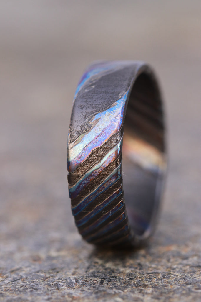 Deep Black ZrTi ring 3mm-9mm wide timascus ring – JBlunt Designs, Inc.