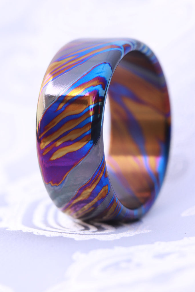 10mm ZrTi ring timascus ring, mokuti ring (polished finish) zirconium ...