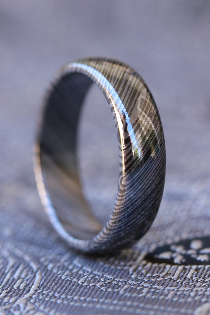 niobium zirconium zrti ring 6-8mm wide zirconium/black semi - domed me ...