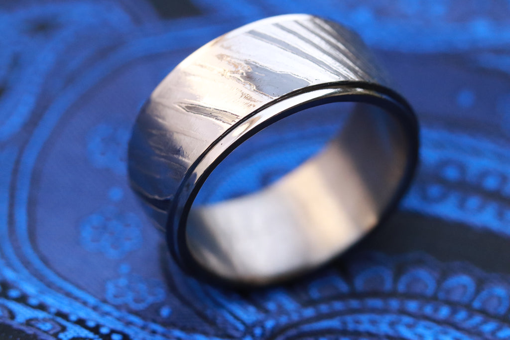 White ZrTi 8-10 mm ZrTi ring timascus ring, mokuti ring – JBlunt ...