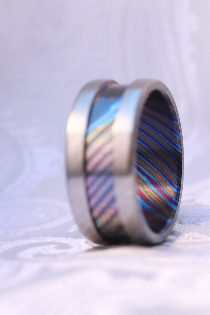 Timascus men's channel ring customizable 8-10mm – JBlunt Designs, Inc.