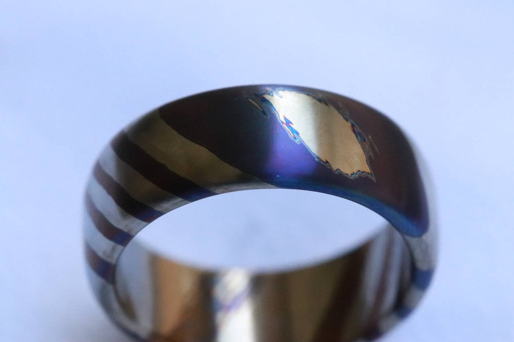 LIMITED EDITION***DARK Black ZrTi ring 8mm (semi-polished) timascus ri ...